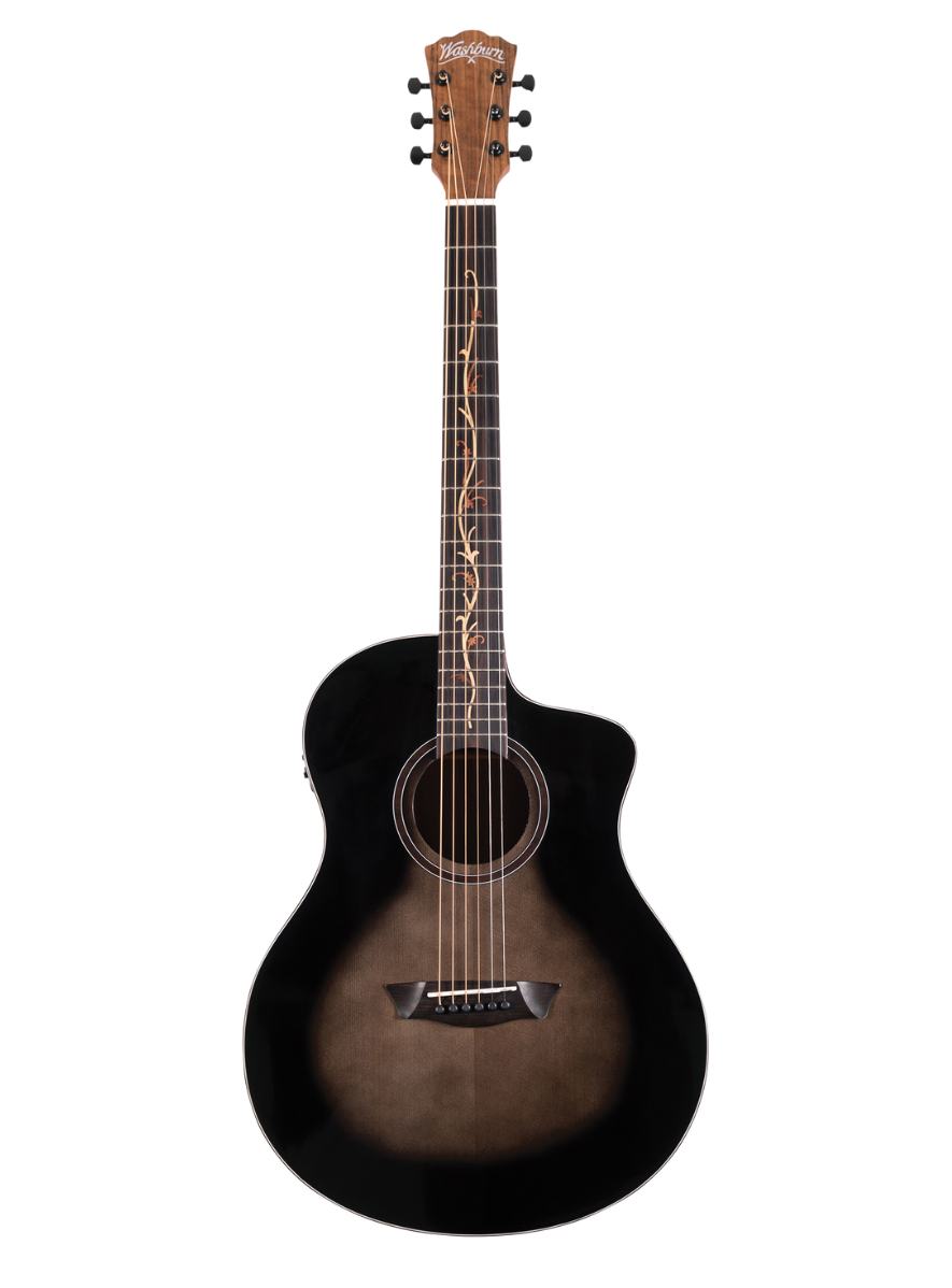 WASHBURN BELLA TONO S9V – STUDIO CUTAWAY ACOUSTIC-ELECTRIC GUITAR (GLOSS CHARCOAL BURST ...